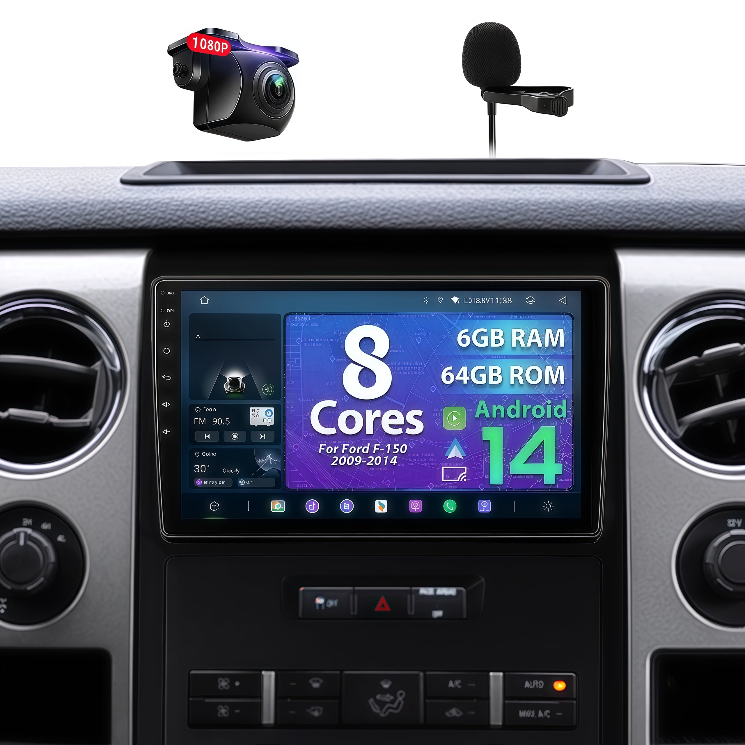 NUNOO Ford F150 2009-2014 6+64G 8-Core 9-Inch Car Android Head Unit