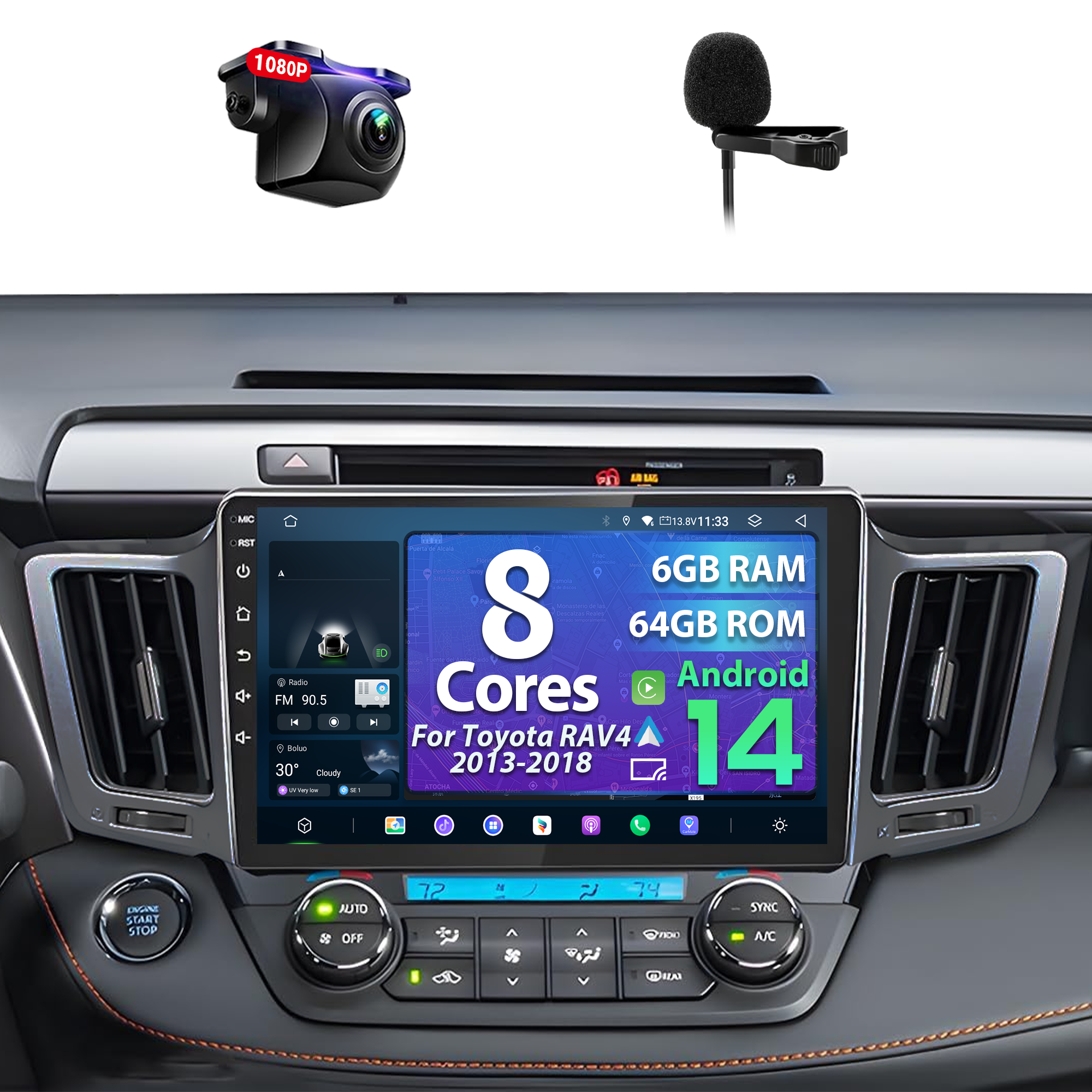 NUNOO Toyota RAV4 2013-2018 6+64G 8-Core 10-Inch Car Android Head Unit